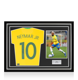 Neymar Jr Back Signed Brazil 2020-21 Home Shirt In Hero Frame: Option 1
