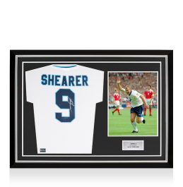 Alan Shearer Back Signed England 1996 Home Shirt In Hero Frame: Option 1