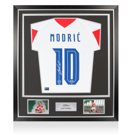 Luka Modric Back Signed Croatia 2020-21 Home Shirt In Classic Frame