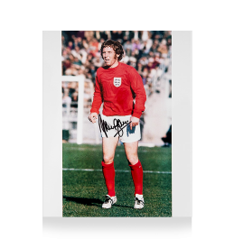 Alan Ball Signed Mini England Photo: Three Lions Legend
