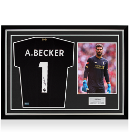 Alisson Becker Back Signed Liverpool 2019-20 Goalkeeper Shirt In Hero ...