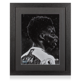 ARTIST SIGNED Bukayo Saka Tribute Artwork In Black Wooden Frame ...