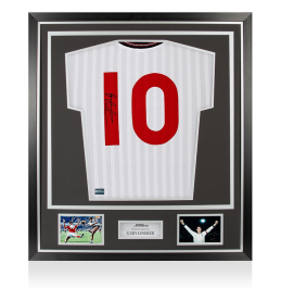 Gary Lineker Back Signed Retro England Home Shirt In Classic Frame