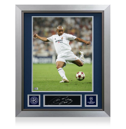 Roberto Carlos Official UEFA Champions League Signed Plaque and Photo Frame
