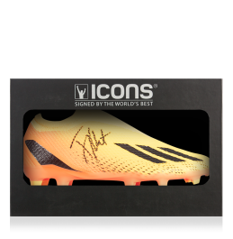 Jay-Jay Okocha Signed Orange Adidas Boot In Deluxe Packaging