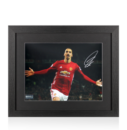 Zlatan Ibrahimovic Signed Manchester United Photo In Black Wooden Frame ...