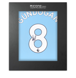 Ilkay Gundogan Back Signed Manchester City 2021-22 Home Shirt In Deluxe ...