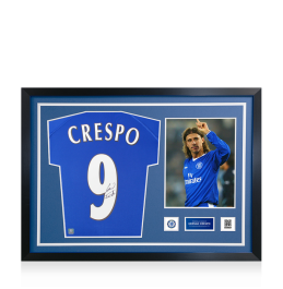 Hernan Crespo Official Chelsea FC Signed and Framed 2000 Home Shirt