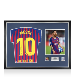 Lionel Messi Official FC Barcelona Back Signed and Framed 2018-19 Home ...