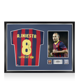 Andres Iniesta Official FC Barcelona Back Signed and Framed 2013-14 ...