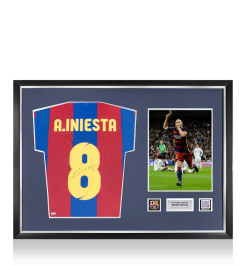 Andres Iniesta Official FC Barcelona Back Signed and Framed Retro Home ...