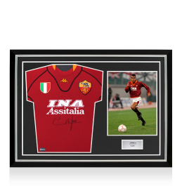 Cafu Front Signed AS Roma 2001-02 Home Shirt In Hero Frame: Option 1