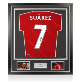 Luis Suarez Back Signed Liverpool 2021-22 Home Shirt In Classic Frame