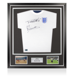 Sir Geoff Hurst & Michael Owen Dual Signed England T-Shirt In Classic Frame