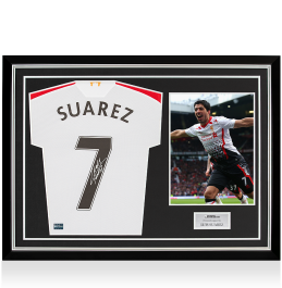 Luis Suarez Back Signed Liverpool 2013-14 Away Shirt In Hero Frame ...