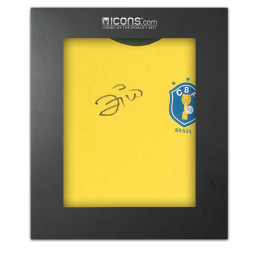 Zico Front Signed Brazil 1982 Home Shirt In Deluxe Packaging
