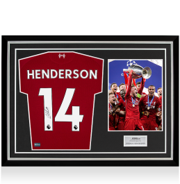 Jordan Henderson Back Signed Liverpool 2018-19 Home Shirt In Hero Frame ...