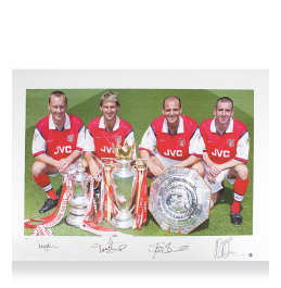 Lee Dixon, Tony Adams, Steve Bould & Nigel Winterburn Signed Arsenal Print