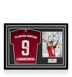 Robert Lewandowski Back Signed Bayern Munich 2021-22 Home Shirt In Hero ...