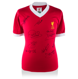 Liverpool Front Signed 1977 Squad Signed Shirt