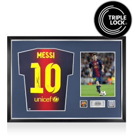 Lionel Messi Official FC Barcelona Back Signed and Framed 2012-13 Home ...