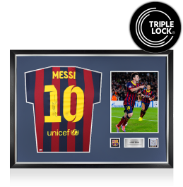 Lionel Messi Official FC Barcelona Back Signed and Framed 2013-14 Home ...