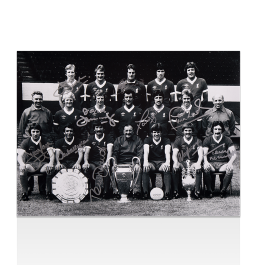 Liverpool 1977 Squad Signed Black and White Photo: Double Winners