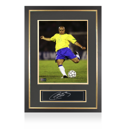 Roberto Carlos Signed Plaque and Photo Frame: Brazil Legend