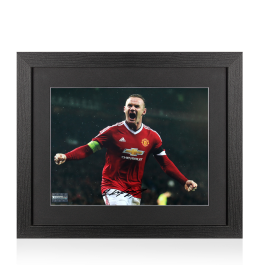 Wayne Rooney Signed Manchester United Photo In Black Wooden Frame ...