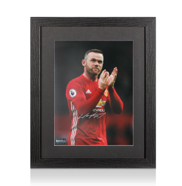 Wayne Rooney Signed Manchester United Photo In Black Wooden Frame: Hand ...
