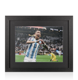 UNSIGNED Angel Di Maria Photo In Black Wooden Frame: Argentina Celebration