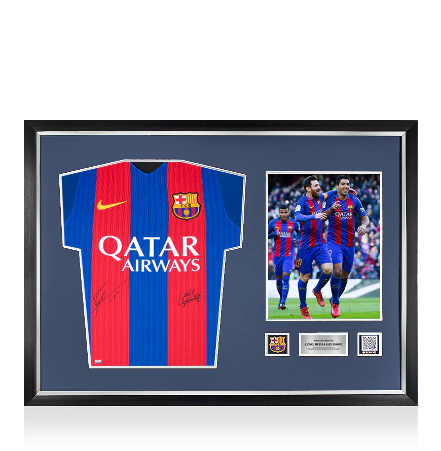 Lionel Messi & Luis Suarez Official FC Barcelona Front Signed and ...