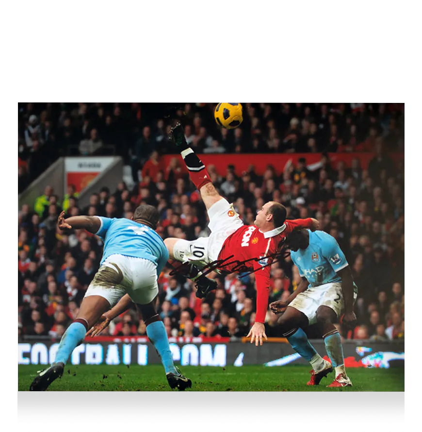 Wayne Rooney Signed Manchester United Photo: Iconic Overhead Kick Goal