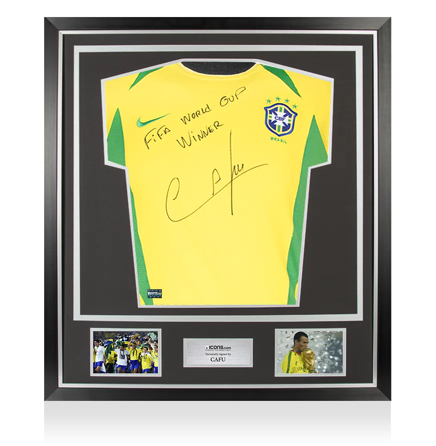 Cafu Front Signed Brazil 2002 Home Shirt - "FIFA World Cup Winner ...