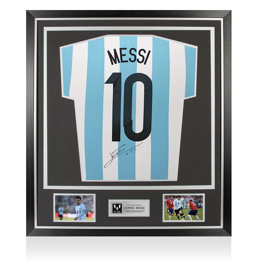 Lionel Messi Back Signed Argentina 2015 Home Shirt In Classic Frame