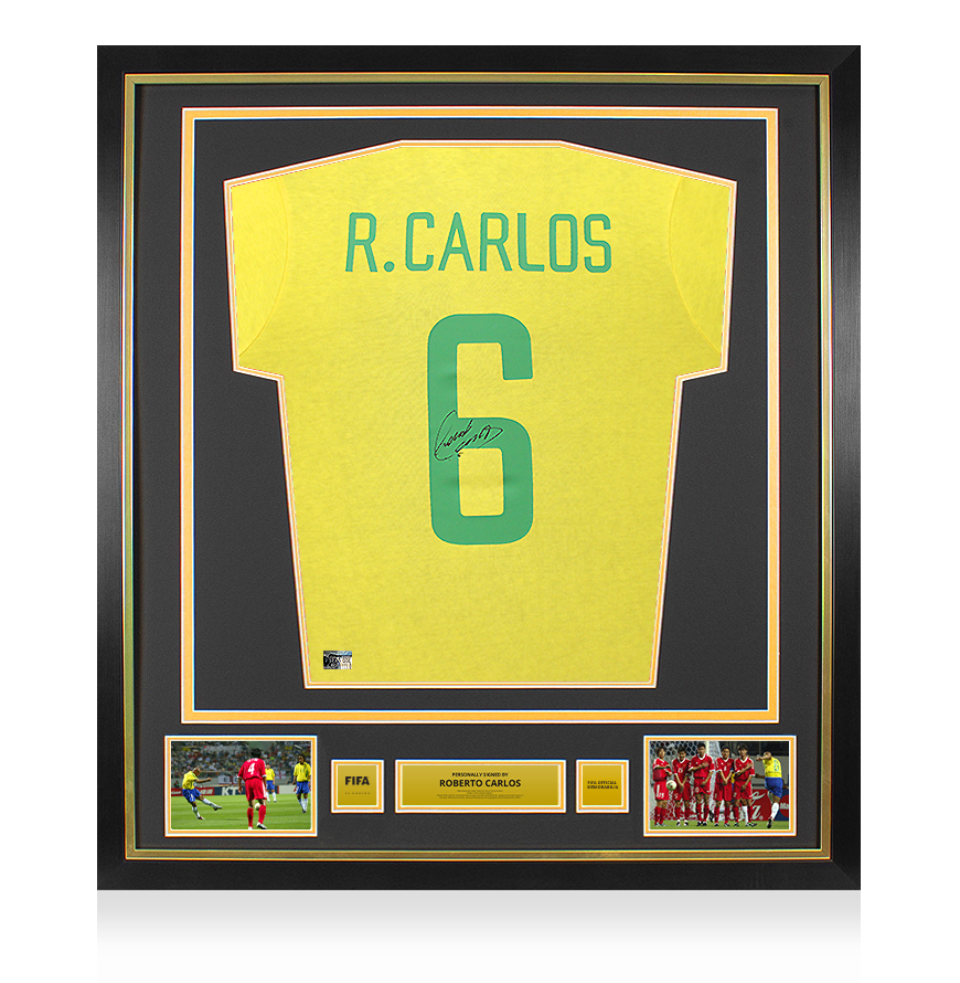 Cafu Official FIFA World Cup™ Back Signed and Framed Brazil Retro Shirt
