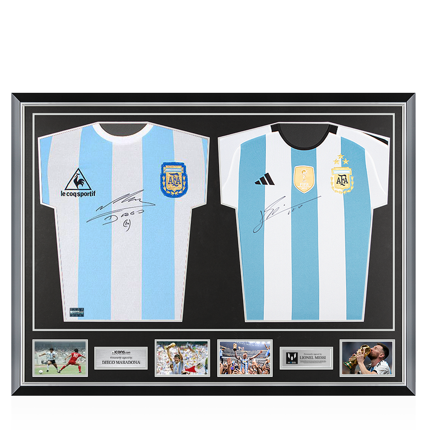 PRE-FRAMED Diego Maradona Argentina & Pele Brazil Official FIFA World ...